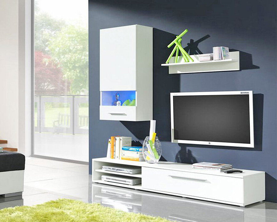 Гостиная Солюк МДФ Белый DM635-6 / Белый Фасадный 0101 NEW 180x42x190 см, белый, белый фасадный Фиеста