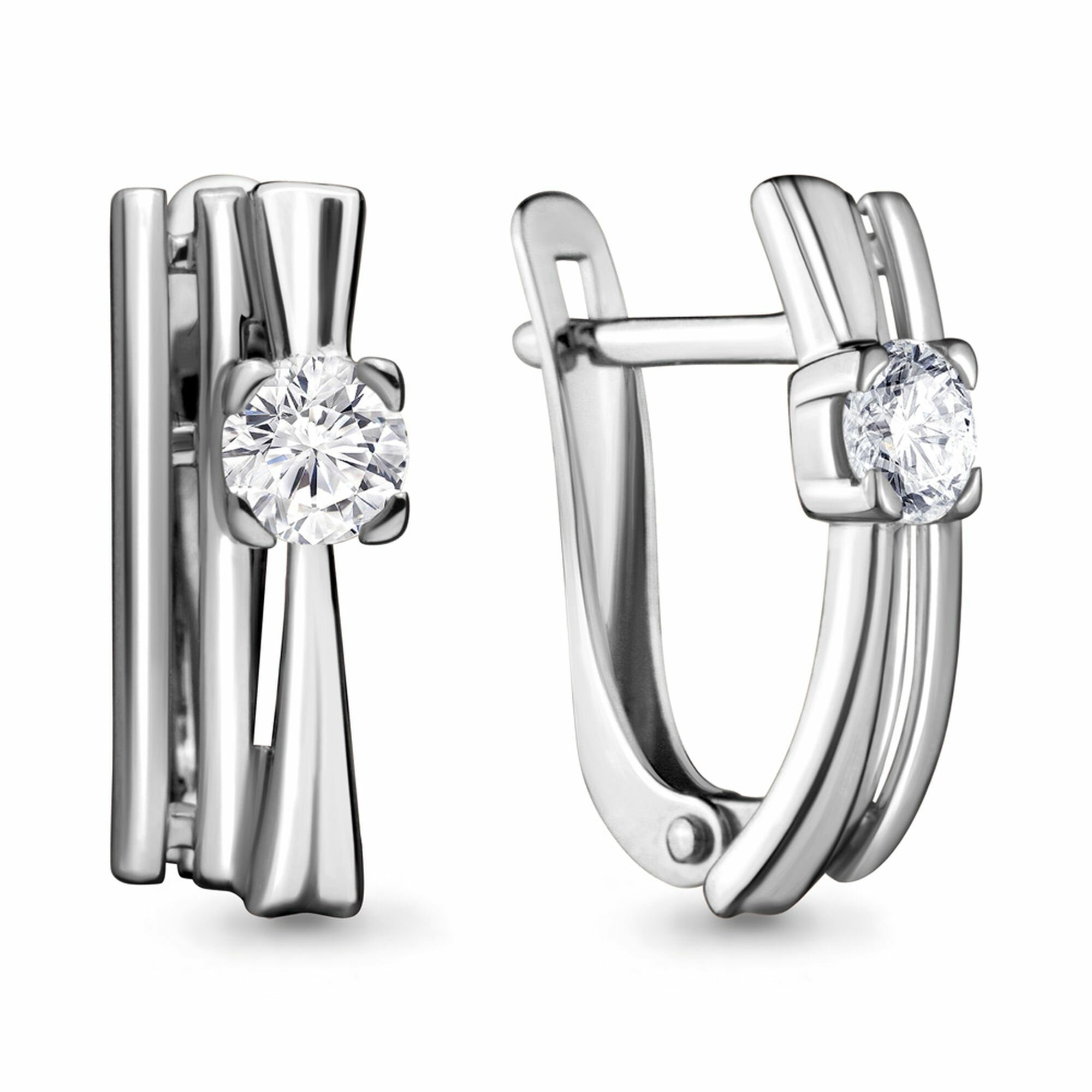 Серьги, серебро, 925 проба, родирование, фианит