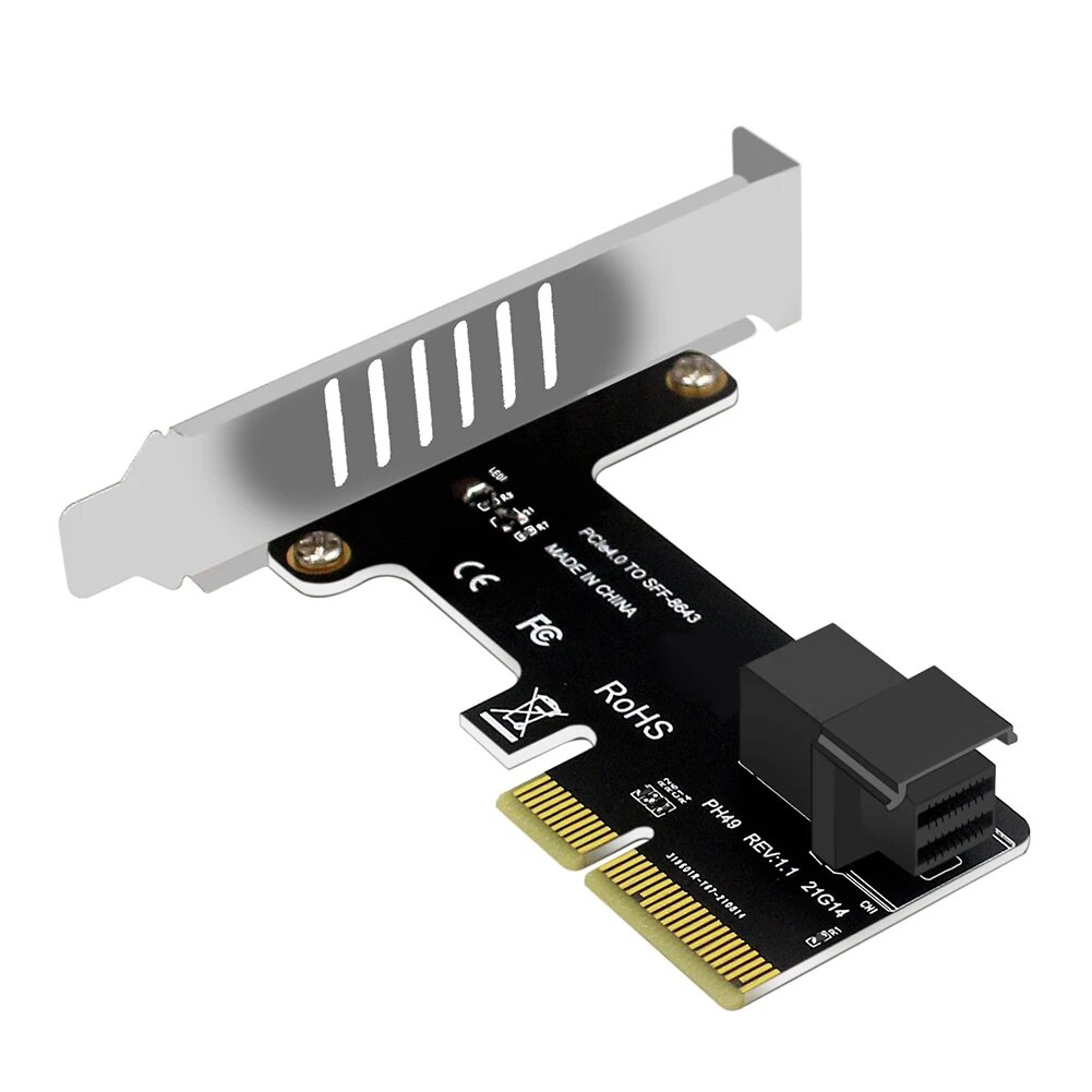 Переходная карта PCI E к SFF-8643 PCI-EX4/X8/X16 PCIE X4 к SFF8643 Преобразователь жесткого диска PCIE в U2