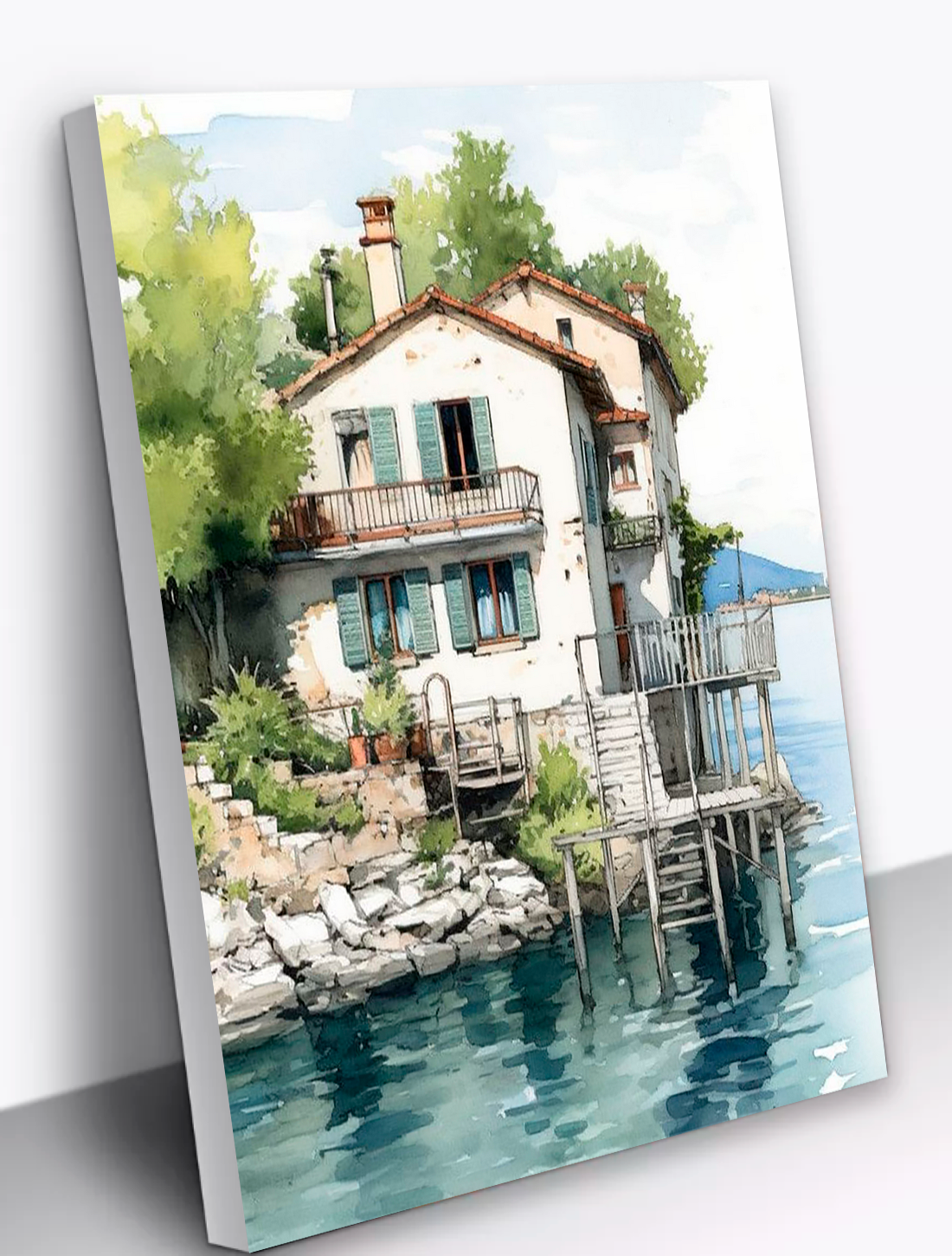 Картина по номерам "Домик у озера" 40х50 см, хлопковый холст на подрамнике, акрил, АртТойс