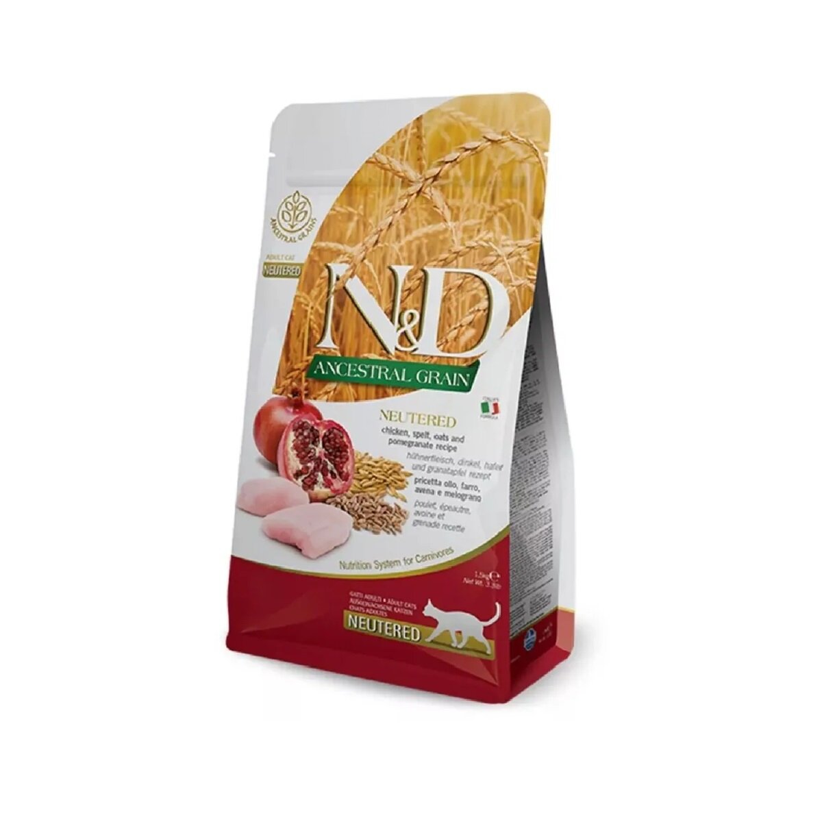 Сухой корм FARMINA ND ANCESTRAL GRAIN CAT Chicken Pomegrante Neutered для стерилизованных кошек с курицей и гранатом 1,5кг