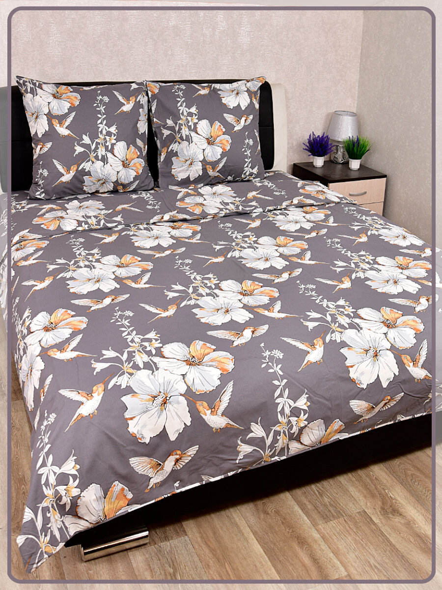 Постельное белье Шуйская бязь Колибри 21178-1 Евро-макси