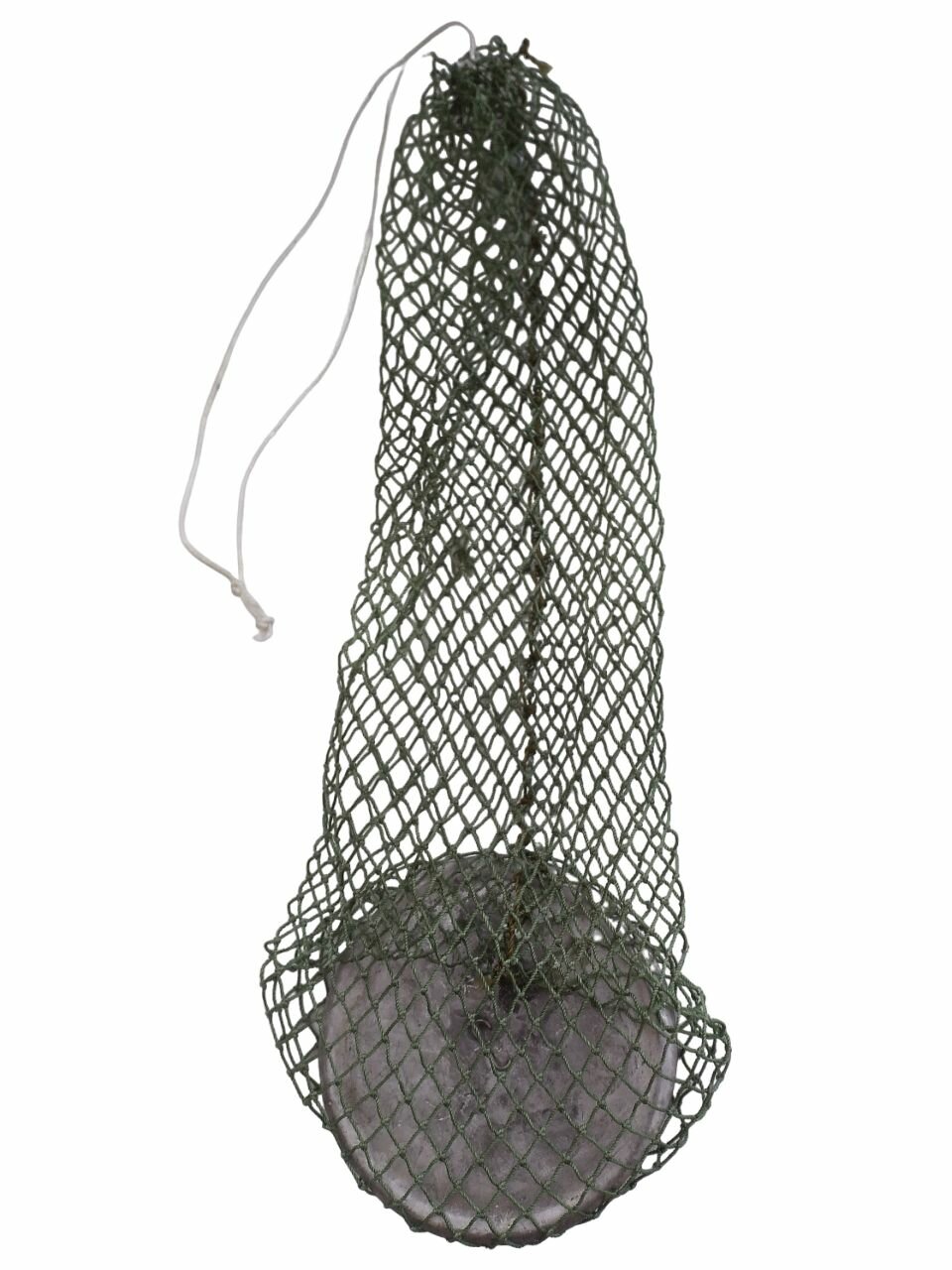 Кормушка-сетка с грузом / Кошель для рыбалки. 2.5 л. Сетчатый мешок (ячейка 8мм*8мм). Кормушка сетка рыболовная 300 гр. Диаметр груза 100 мм.