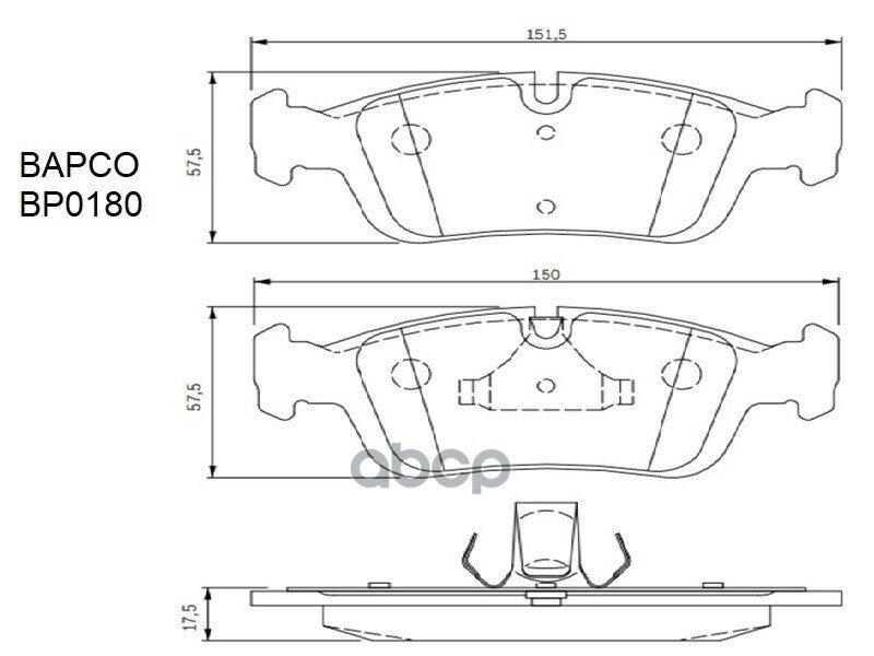 Колодки тормозные дисковые передние BAPCO арт. BP0180