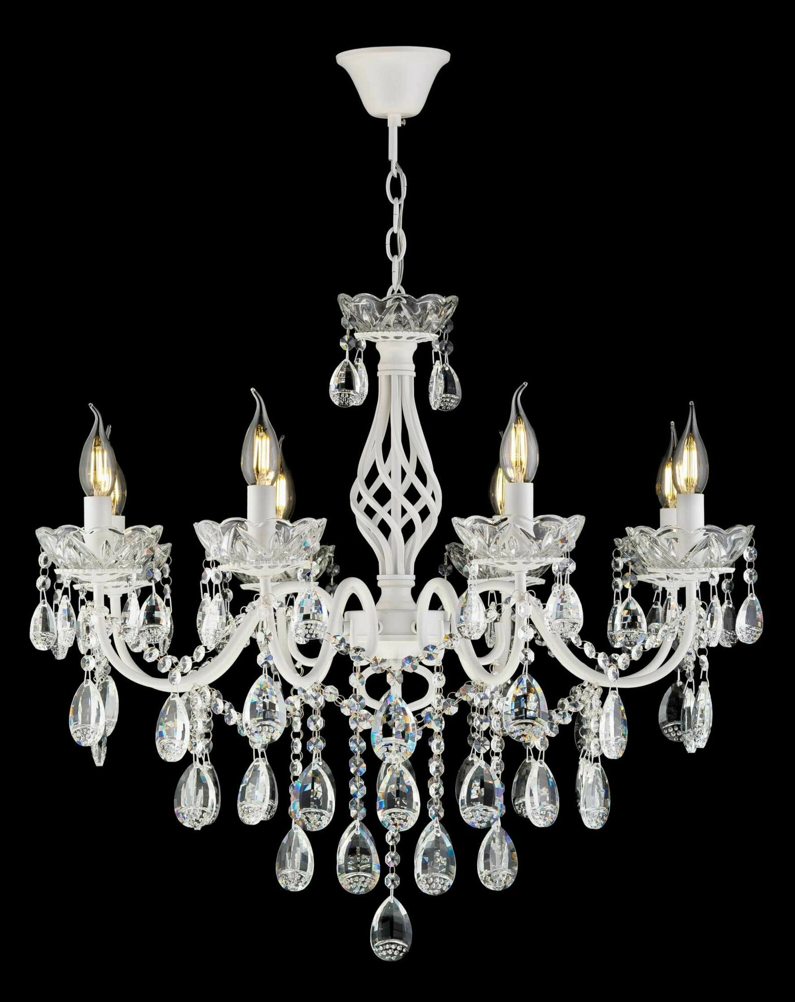 Люстра подвесная в классическом стиле с сменными лампочками Свет Столицы N2313-8 WT, цоколь E14