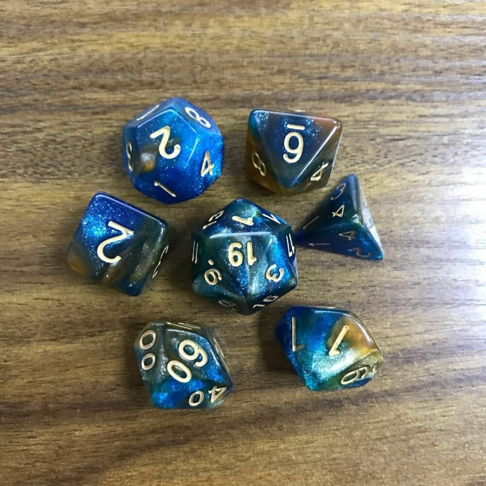 Набор из 7 многогранных DND-кубиков для настольных и ролевых игр — акриловые кости для RPG, Pathfinder, настолок — фото 1