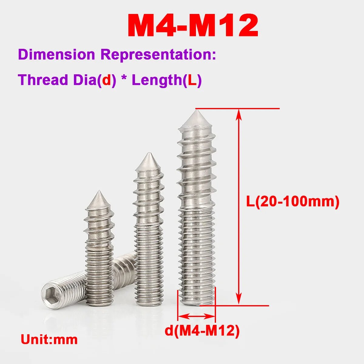 Саморезы из нержавеющей стали 304 M4M5M6M8M10 5pcs M6X30
