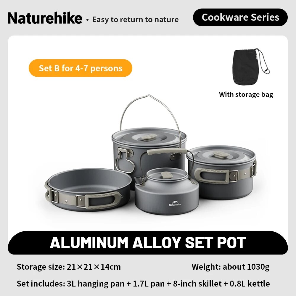 Naturehike набор посуды для кемпинга Set B (4-7 человек)