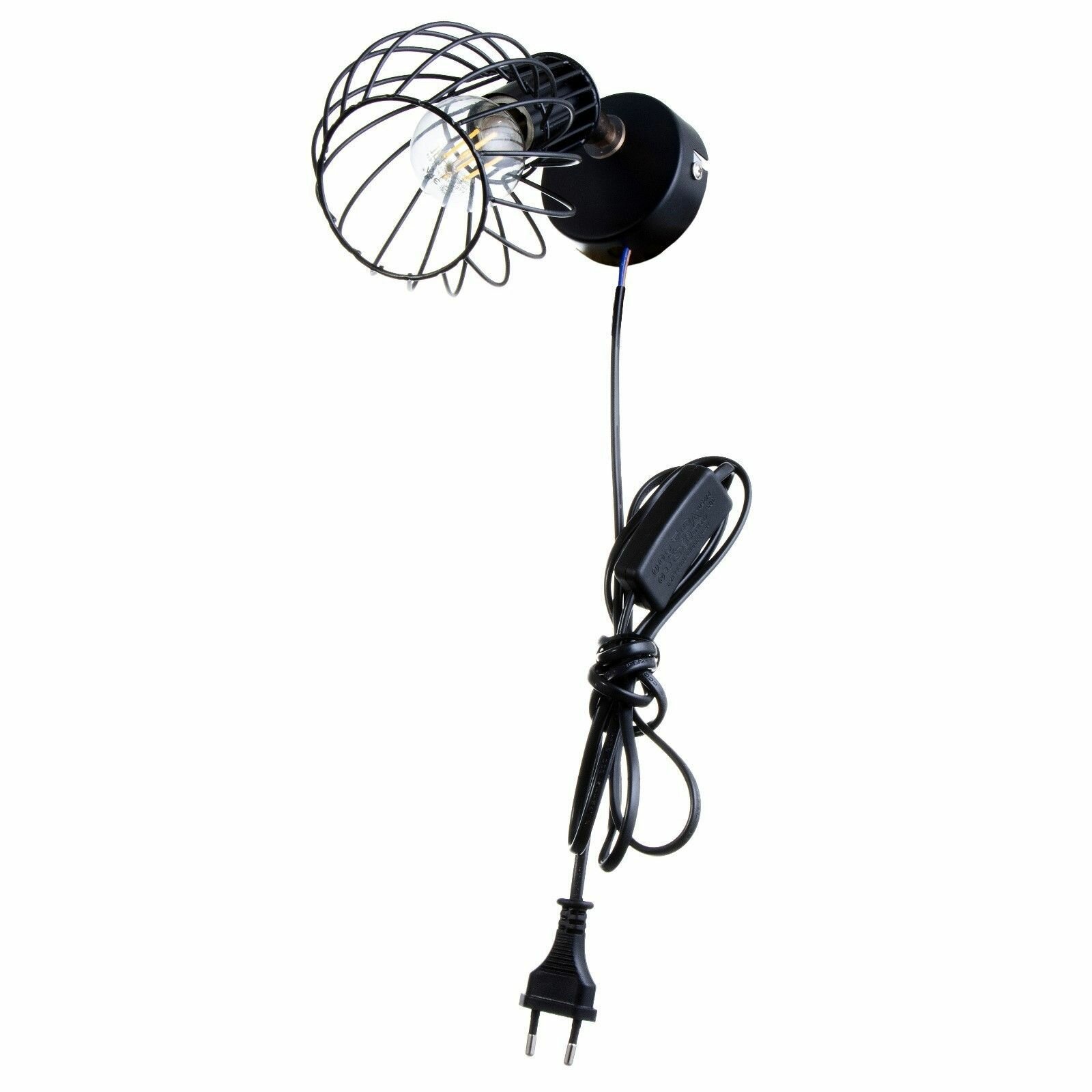 Бра с переключателем на проводе "Бьянка" Е14 40Вт черный 17х11х17см