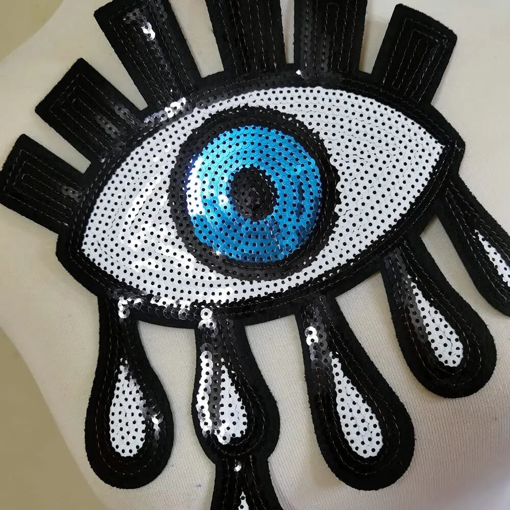 Нашивки HYZELY блестки глаза сердце Черный, F