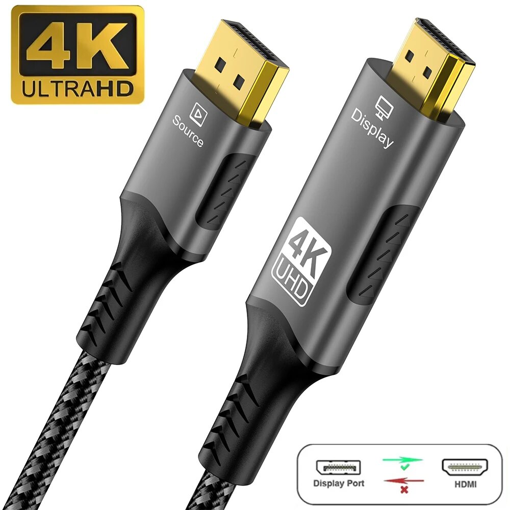 Кабель DisplayPort-HDMI 8K 1.4-2.1 для игрового монитора 4K DP to HDMI, 3 м