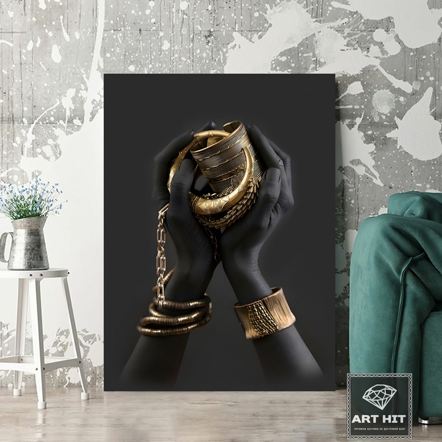 Картина негритянка, Африканский шарм, руки девушки, 30х40 см.