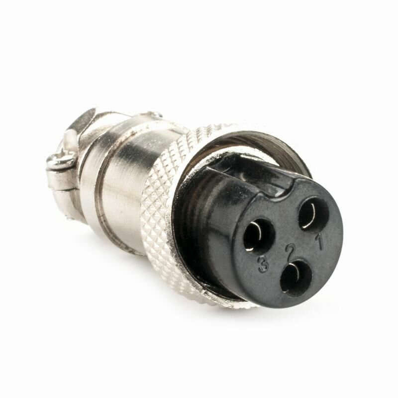 GX16M-3A, Разъем цилиндрический 3pin, female "мама" , вилочный штекер на кабель, 1ШТ