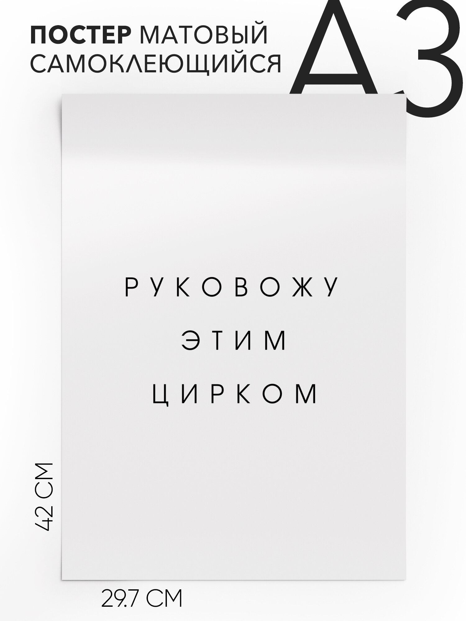 Постер с надписью на стену, плакат - интерьерная Руковожу этим цирком, Самоклеящийся, 30х40, А3