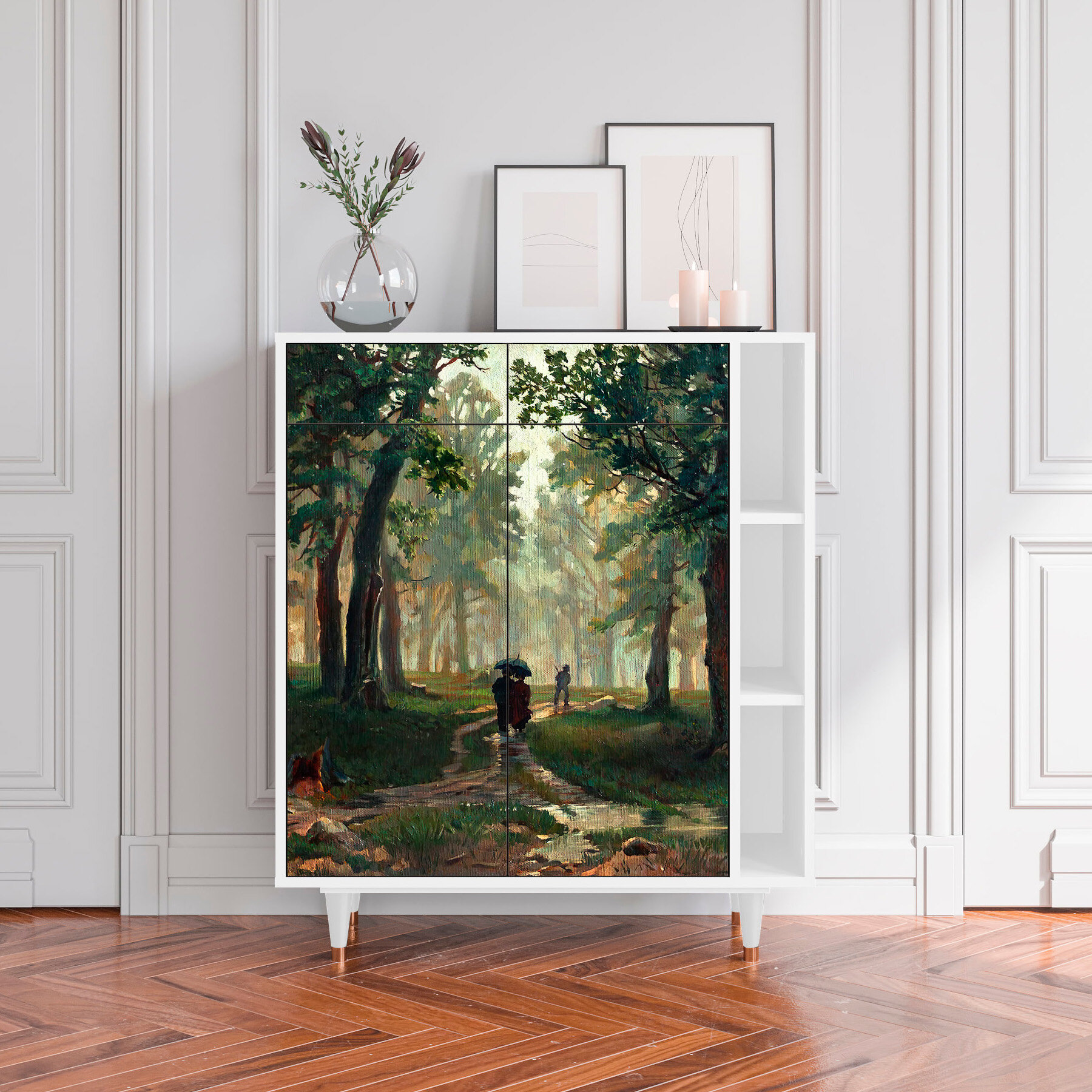 Комод - STORYZ - BS6 Rain in the Oak Forest by Ivan Shishkin, Размер - 94 x 110 x 41 см, Цвет корпуса - , Белый