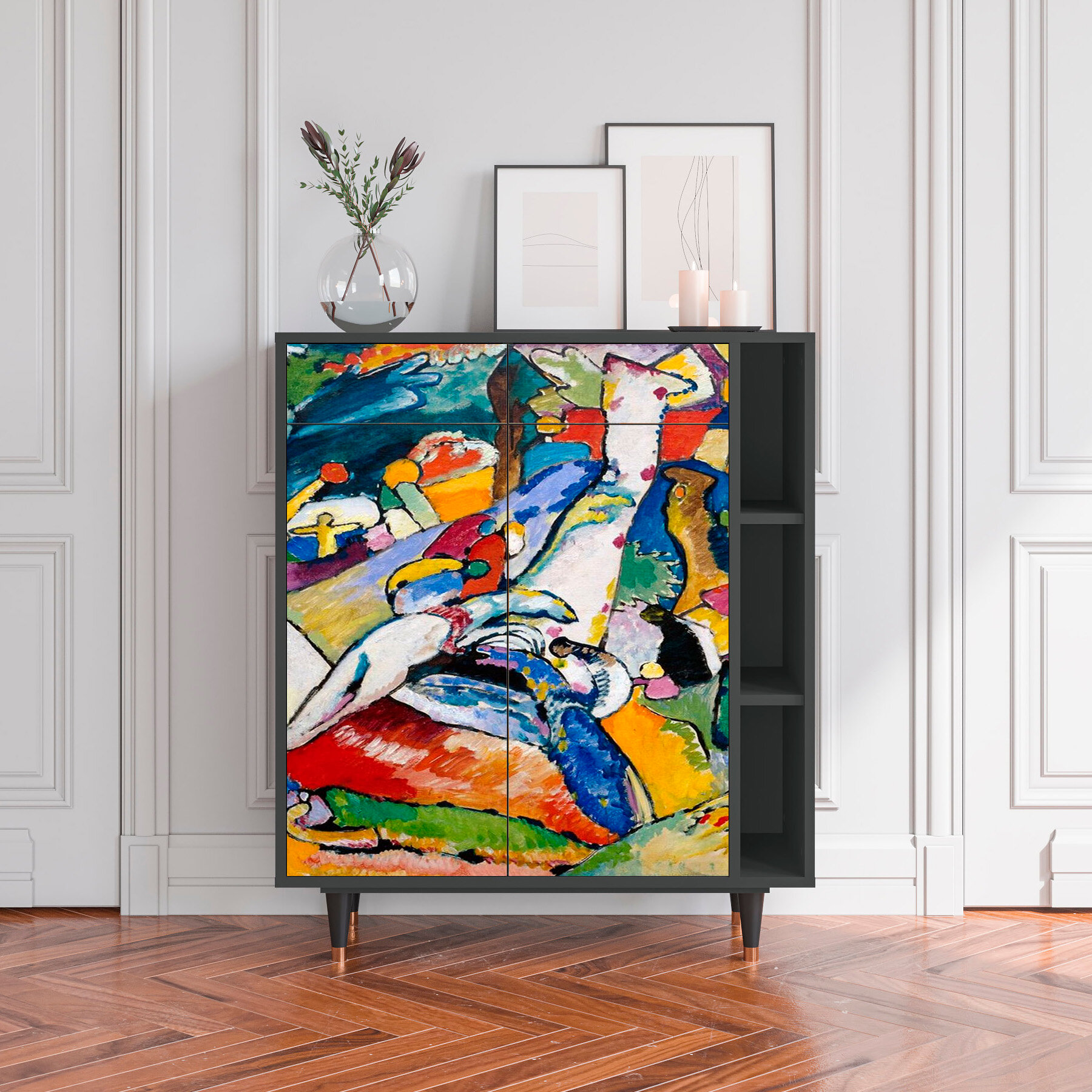 Комод - STORYZ - BS6 Improvisation 26 by Wassily Kandinsky , Размер - 94 x 110 x 41 см, Цвет корпуса - , Антрацит