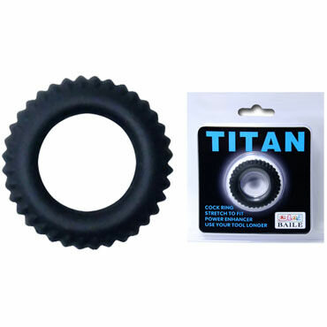 21937 Baile Titan Cock Ring, черное. Эрекционное кольцо с ребрышками