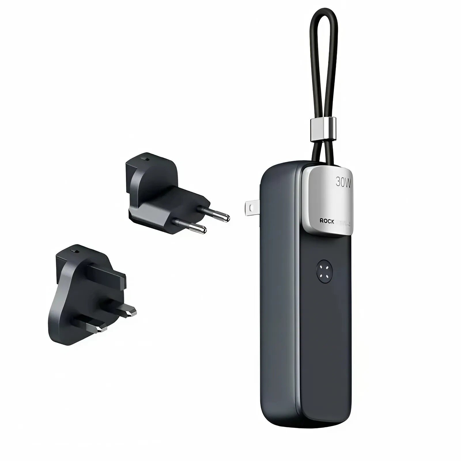 ROCK Внешний аккумулятор ROCK Portable Power Bank with GaN PD30W Wall Charger 5000 mAh (EU/UK/US/CN) черный