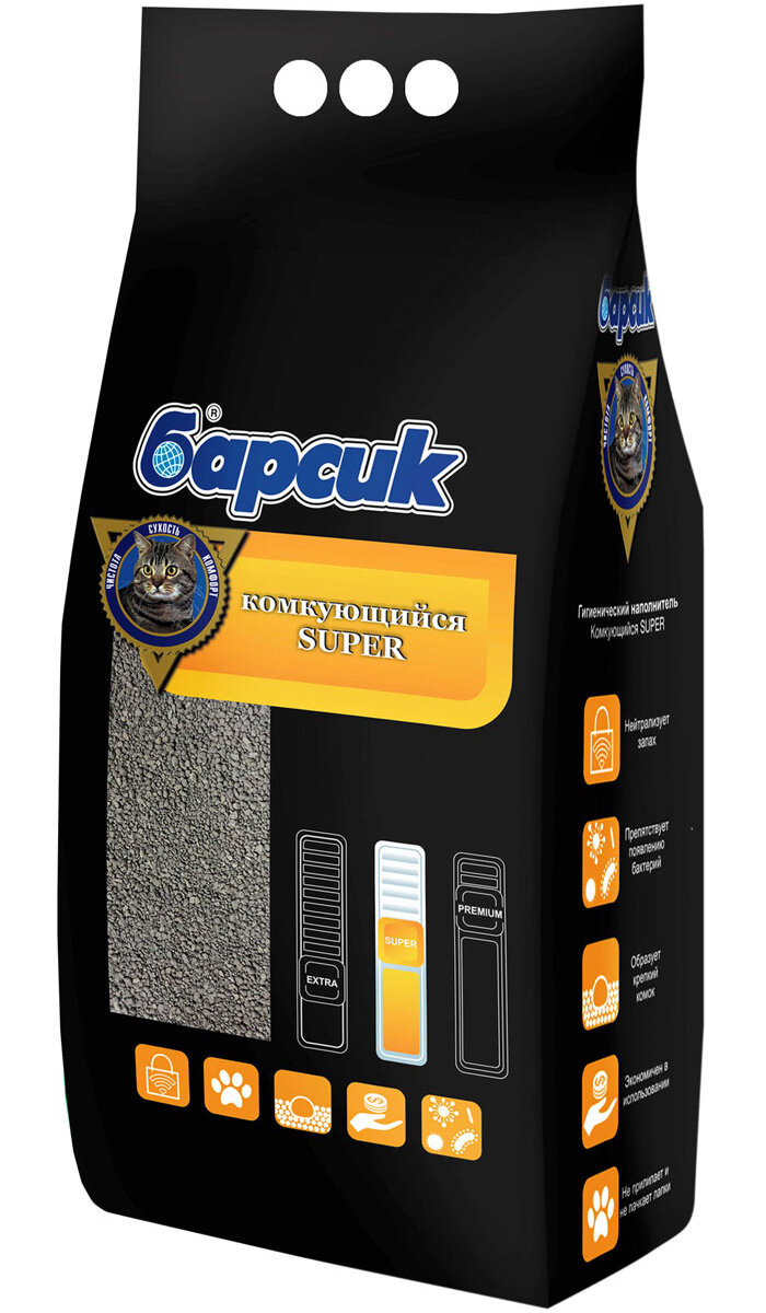 Барсик SUPER наполнитель комкующийся для туалета кошек (5,5 л)
