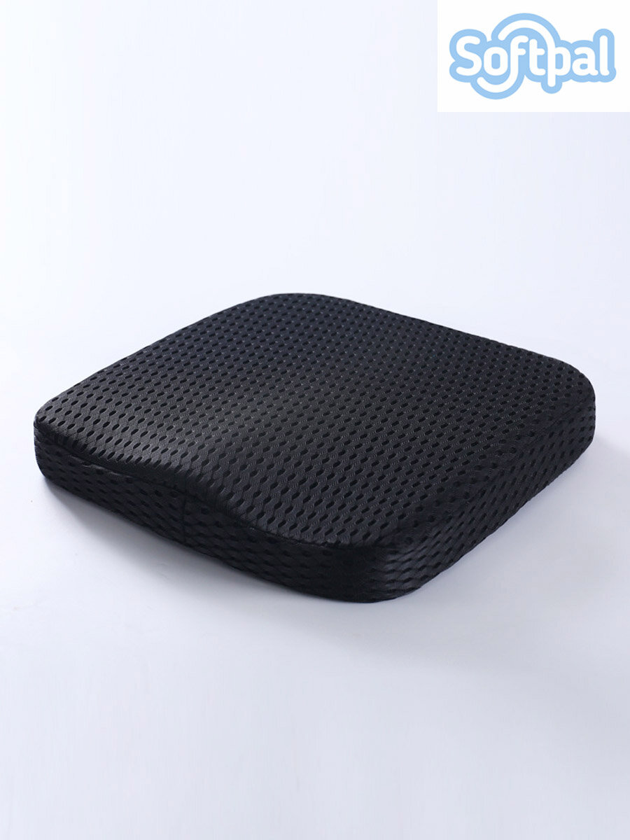 Подушка ортопедическая на кресло, стул с эффектом памяти, для беременных, для позвоночника и геморроя, черная сетка