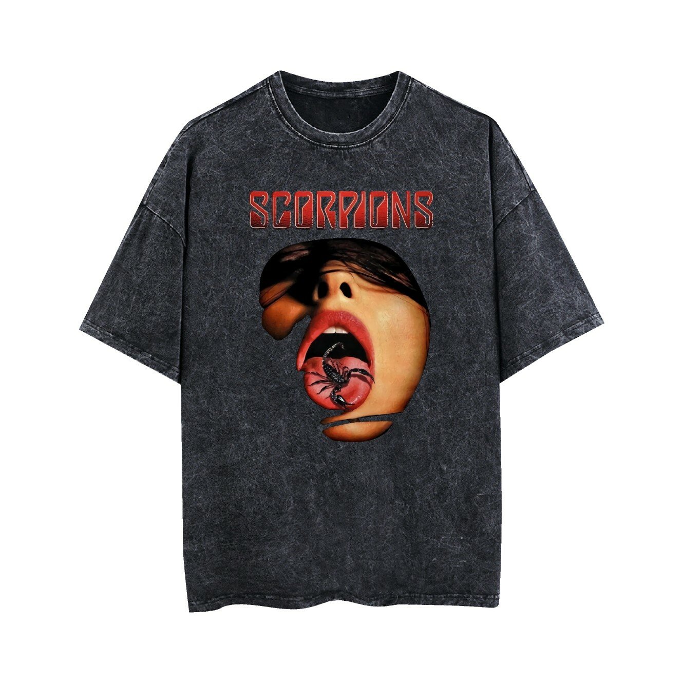 Ретро-футболка Scorpions Футболка Arachnid Tongue Scorpions Черный ретро-костюм с коротким рукавом