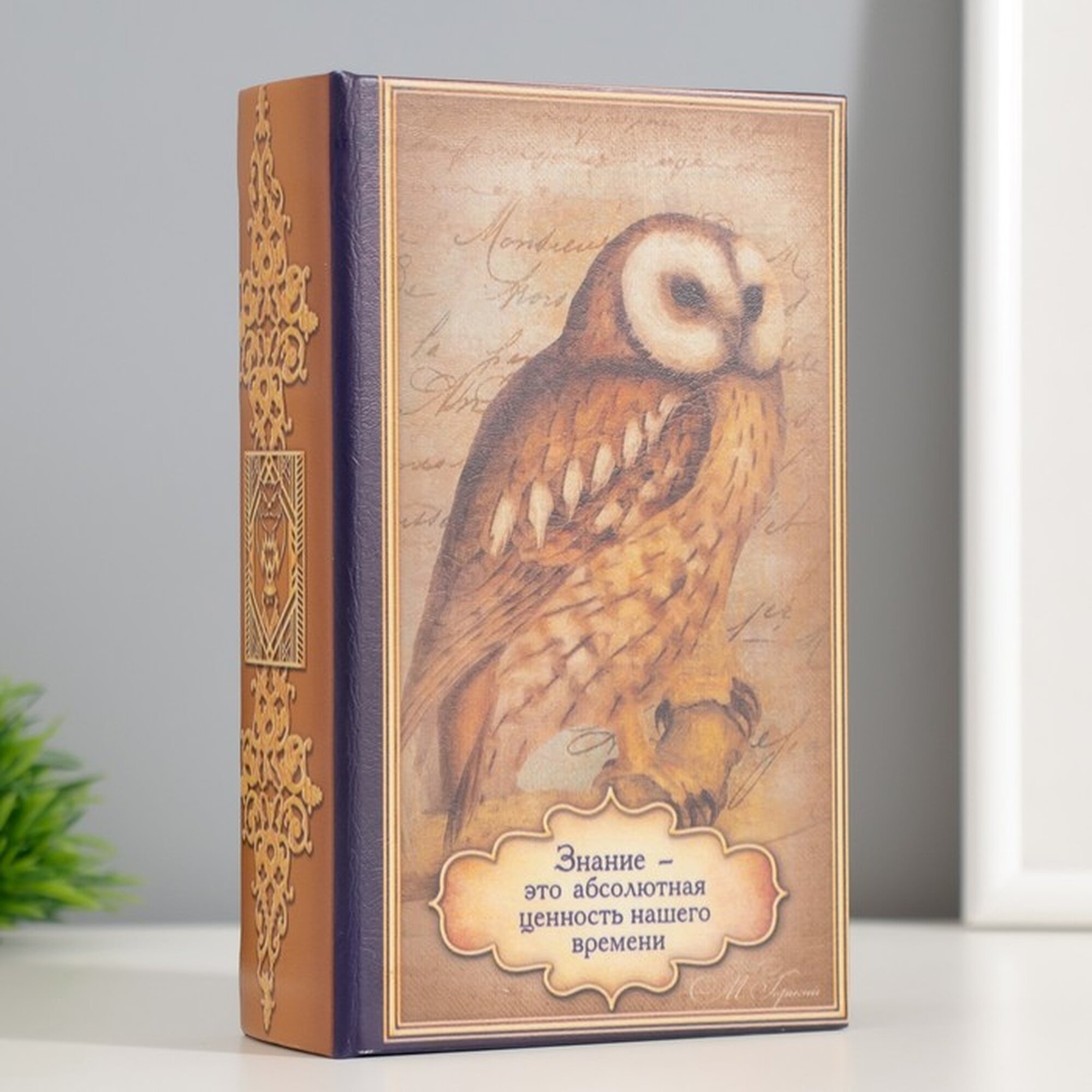 Шкатулка книга-сейф «Знание - это абсолютная ценность нашего времени», дерево, искусственная кожа, 17×11×5 см