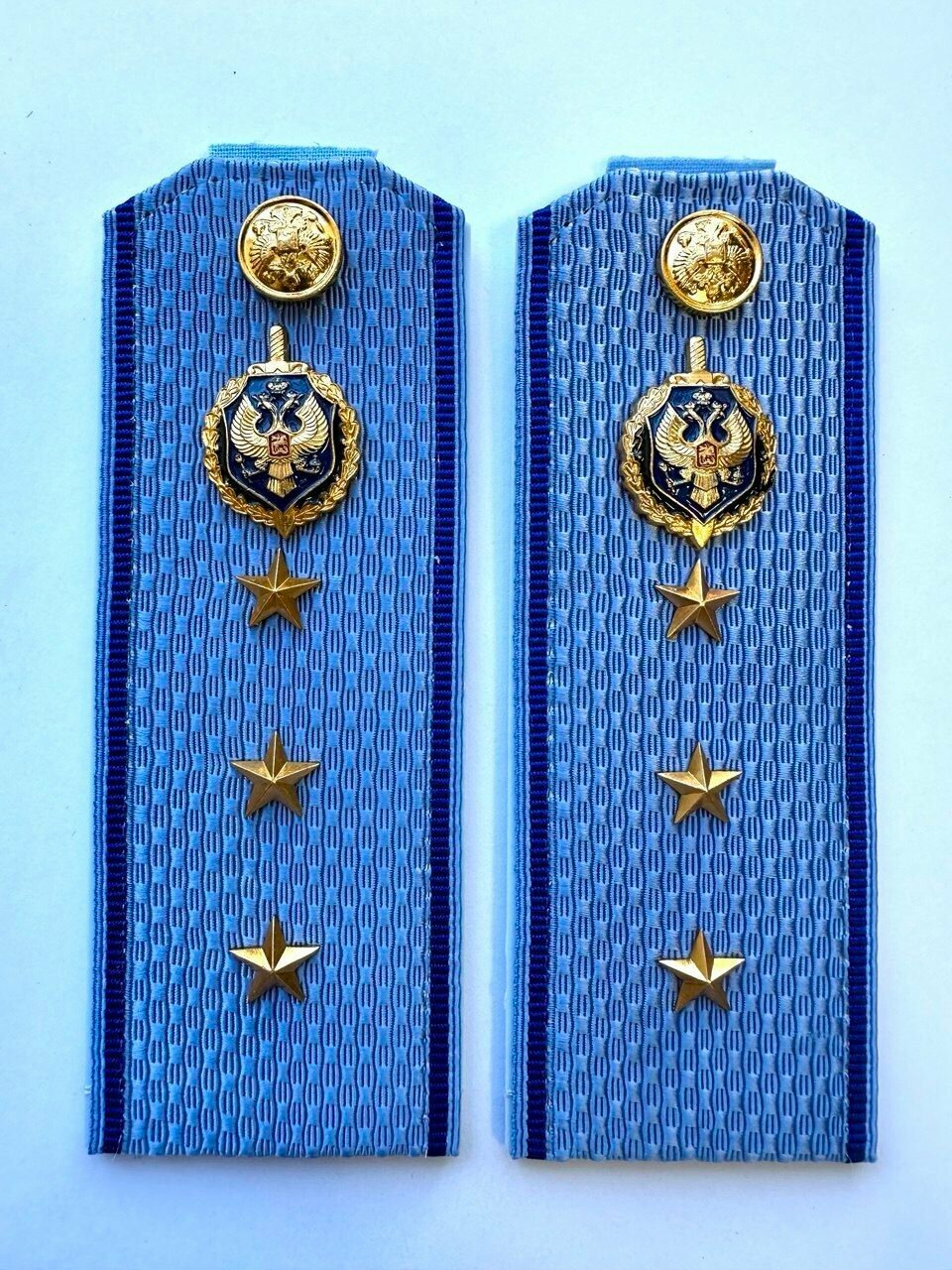 Погоны ФСБ голубые на рубашку, звание Старший Прапорщик