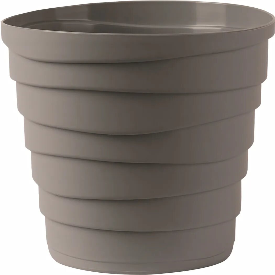 Кашпо пластиковое 0,9л, d-13,2см, серый жемчуг, легкое и удобное