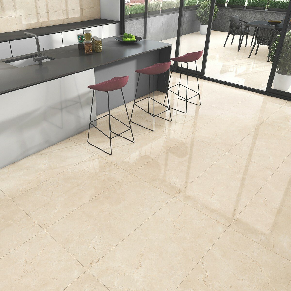 Керамогранит Neodom Crema Marfil Polished 60x120 N20480 мрамор, под камень Глазурованная, Износостойкая, Морозостойкая, морозостойкая