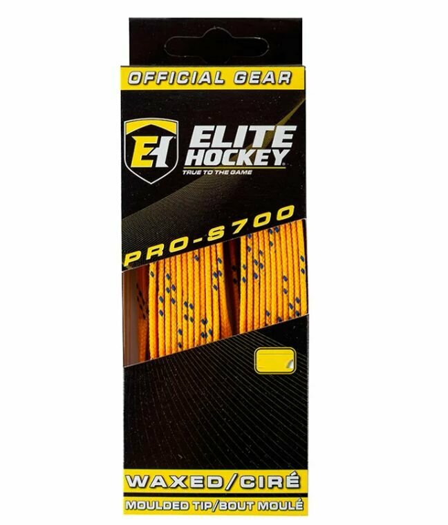 Шнурки для коньков хоккейных Elite Hockey Pro-S700 130" (330см) с пропиткой, желто-синие