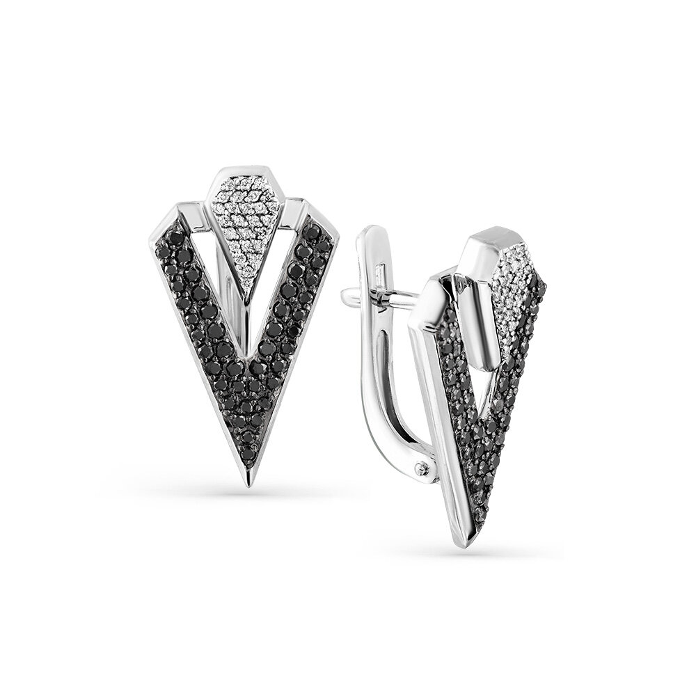 Серьги, белое золото, 585 проба, бриллиант