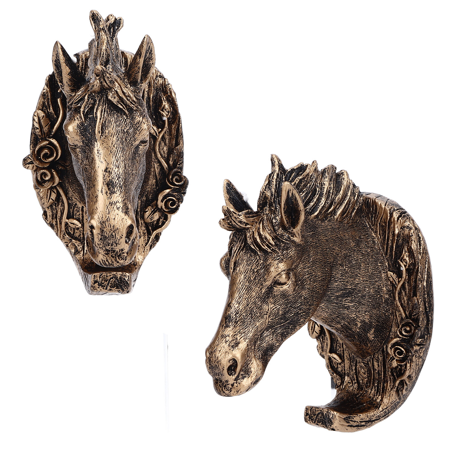 Античная Золотая настенная вешалка с головой лошади, смоляная голова животного, голова лошади, крючок для одежды, украшение для гостиной, ванной комнаты, кухни