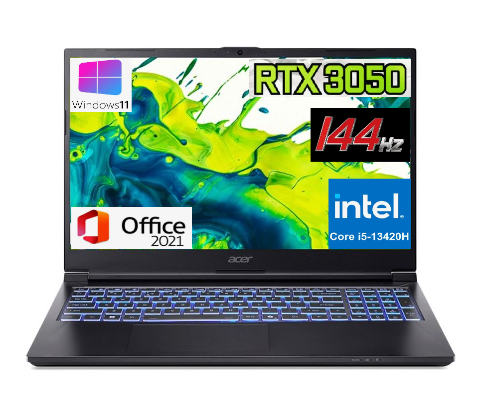 Ноутбук ACER 15,6" IPS 144гц, i5 13420H (8 ядер до 4.6Ghz), 32 GB, SSD 1 TB, RTX3050-6GB, Win11+Office