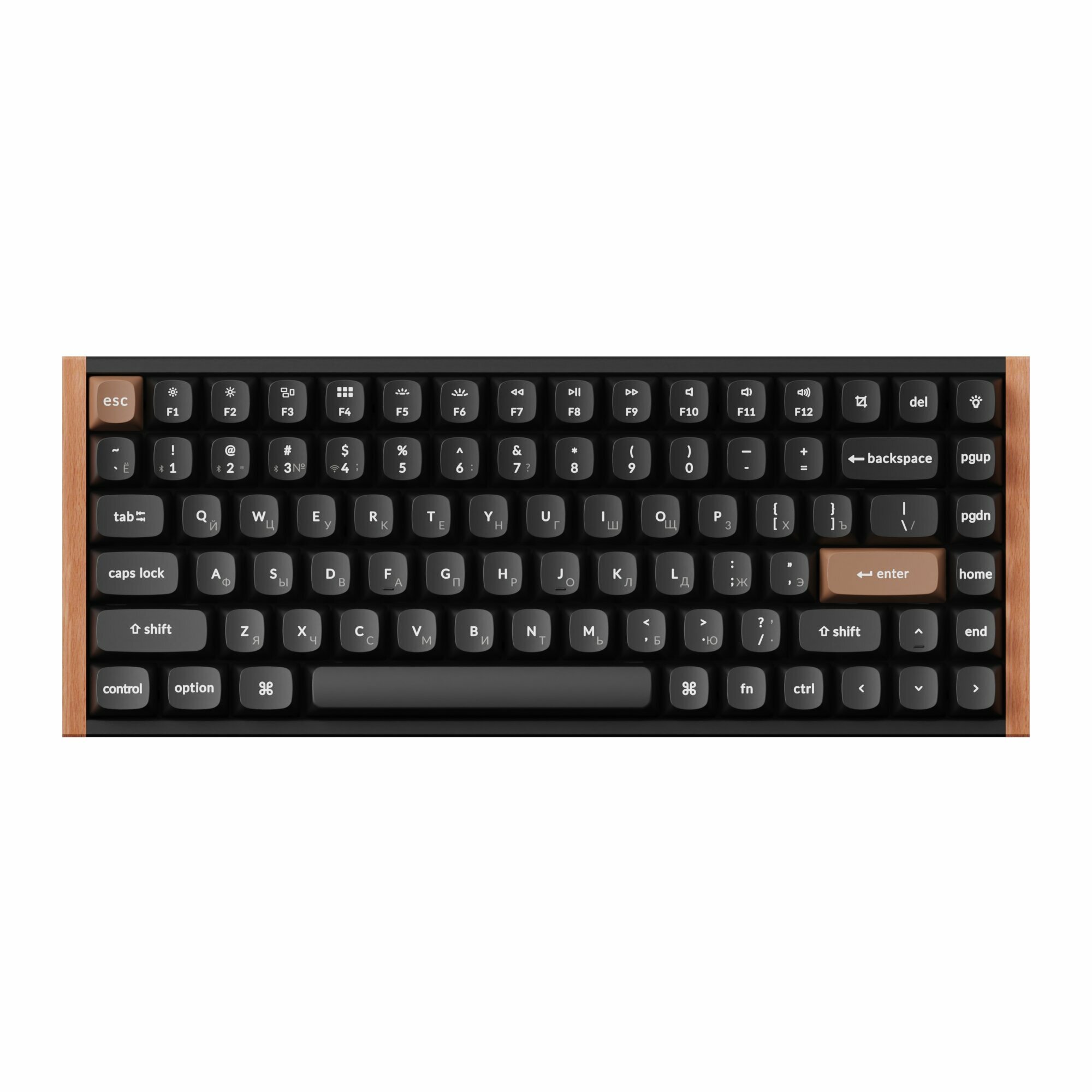 Беспроводная механическая клавиатура Keychron K2 HE, Gateron 2.0 magnetic switch Nebula, черный/дерево