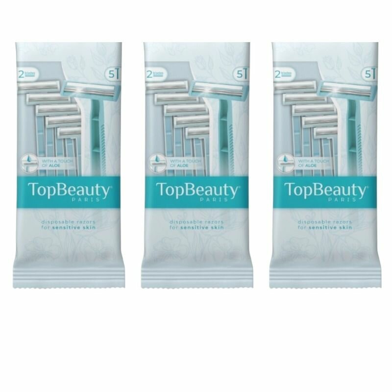 TopBeauty Paris станок одноразазовый женский, 5 шт, 2 лезвия, 3 шт.