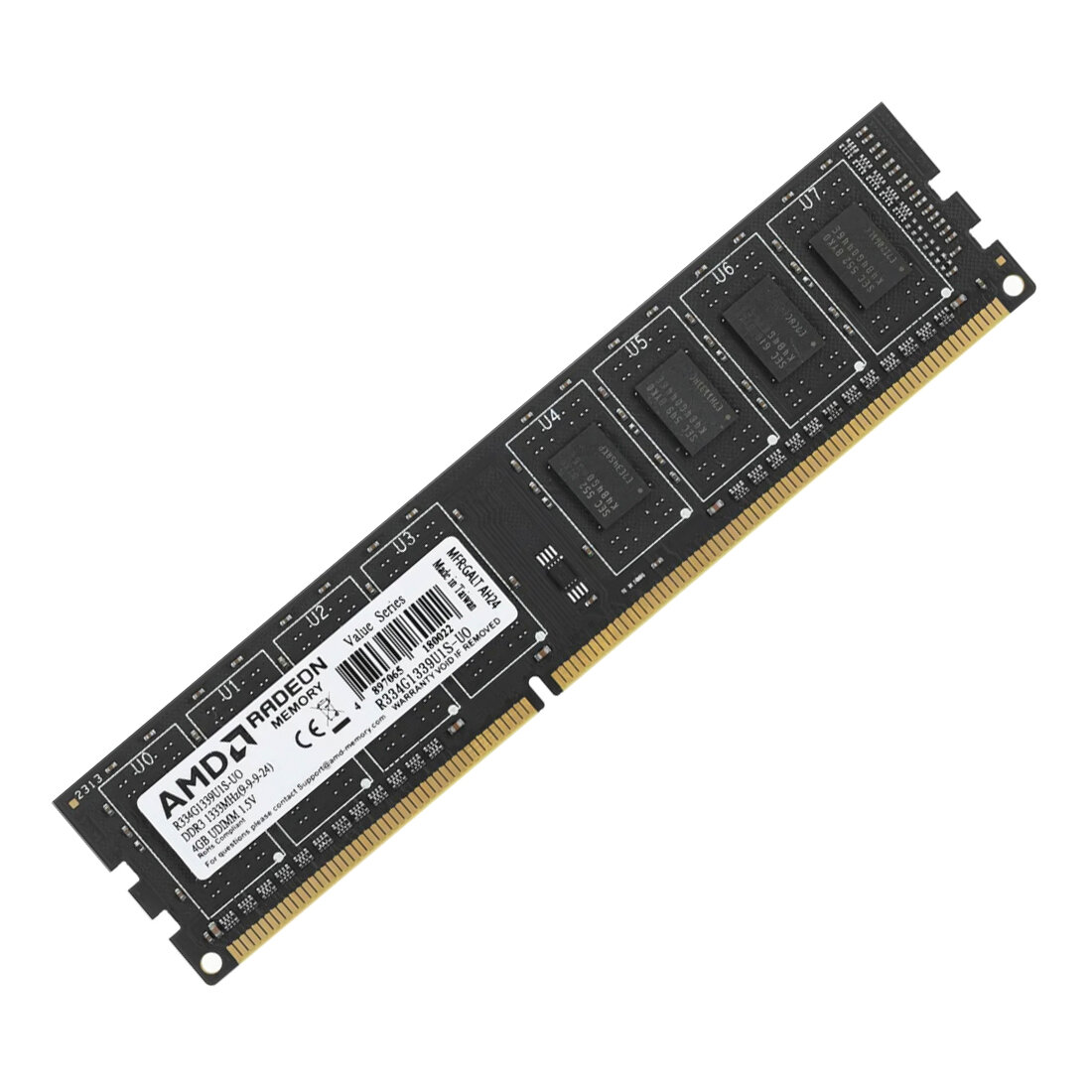 1x 4ГБ DDR3 Оперативная память AMD (R334G1339U1S-UO), DIMM, OEM, 1 шт.