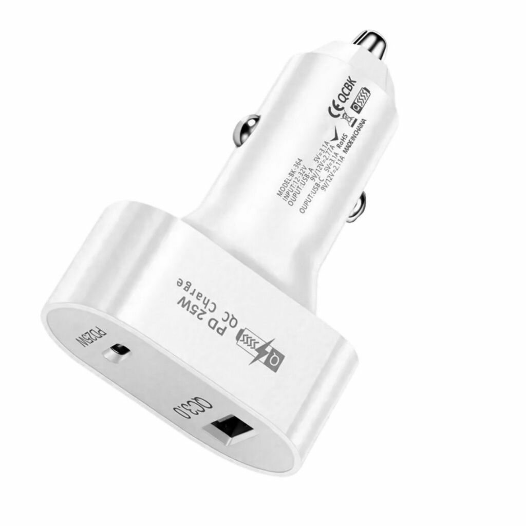 2-портовое автомобильное зарядное устройство USB C, адаптер для быстрой зарядки 50 Вт, быстрая док-станция PD25 Вт смартфонов, планшетов, ноутбуков
