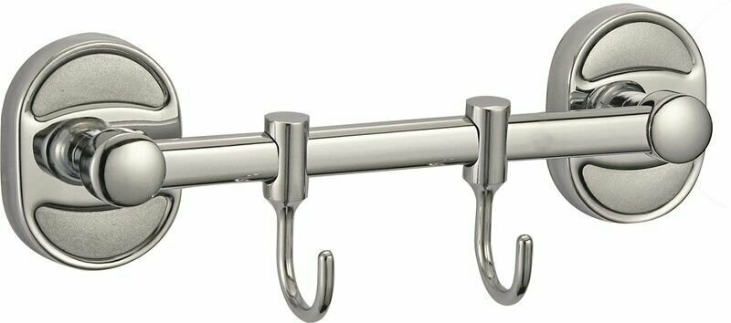 Настенная планка с 2-мя крючками для ванной комнаты, туалета и санузла VIKO V-405 латунь цвет хром