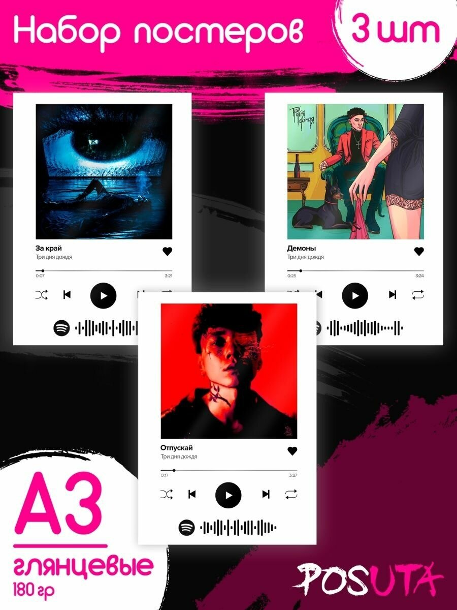 Постеры Три дня дождя спотифай постеры настенные