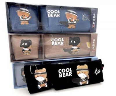 Пенал "Крутой мишка" с монетницей, косметичка, текстиль, на молнии, цвета ассортименте