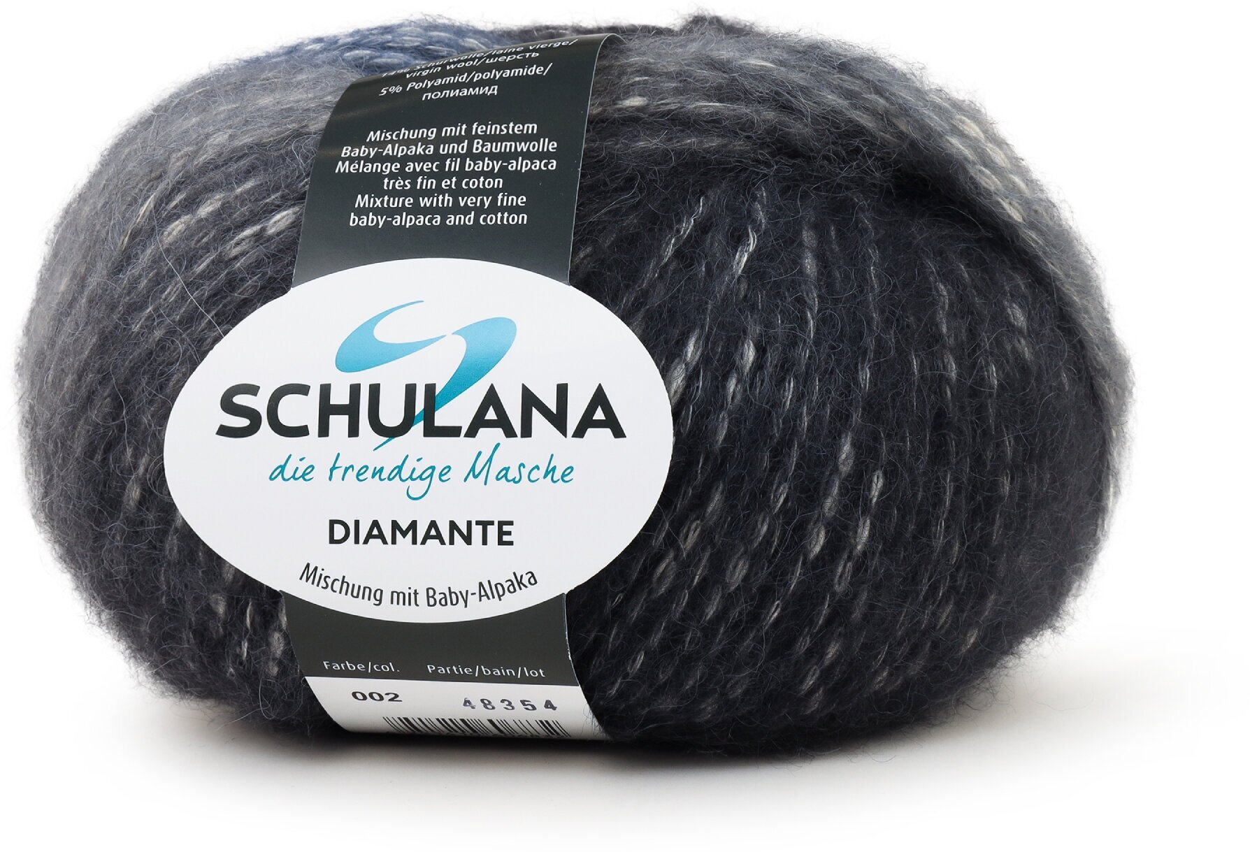 Пряжа Diamante цвет № 02 (50г, 100м) Schulana 41% альпака 40% хлопок 14% шерсть 5% полиамид