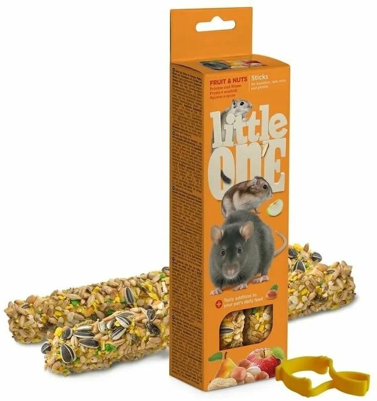 Little One: палочки для хомяков, крыс, мышей и песчанок с фруктами и орехами, 60 гр. * 2 шт.