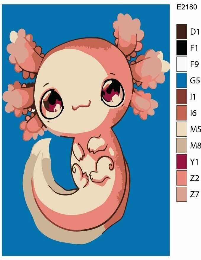 Детская картина по номерам E2180 "Аксолотль" 20x30