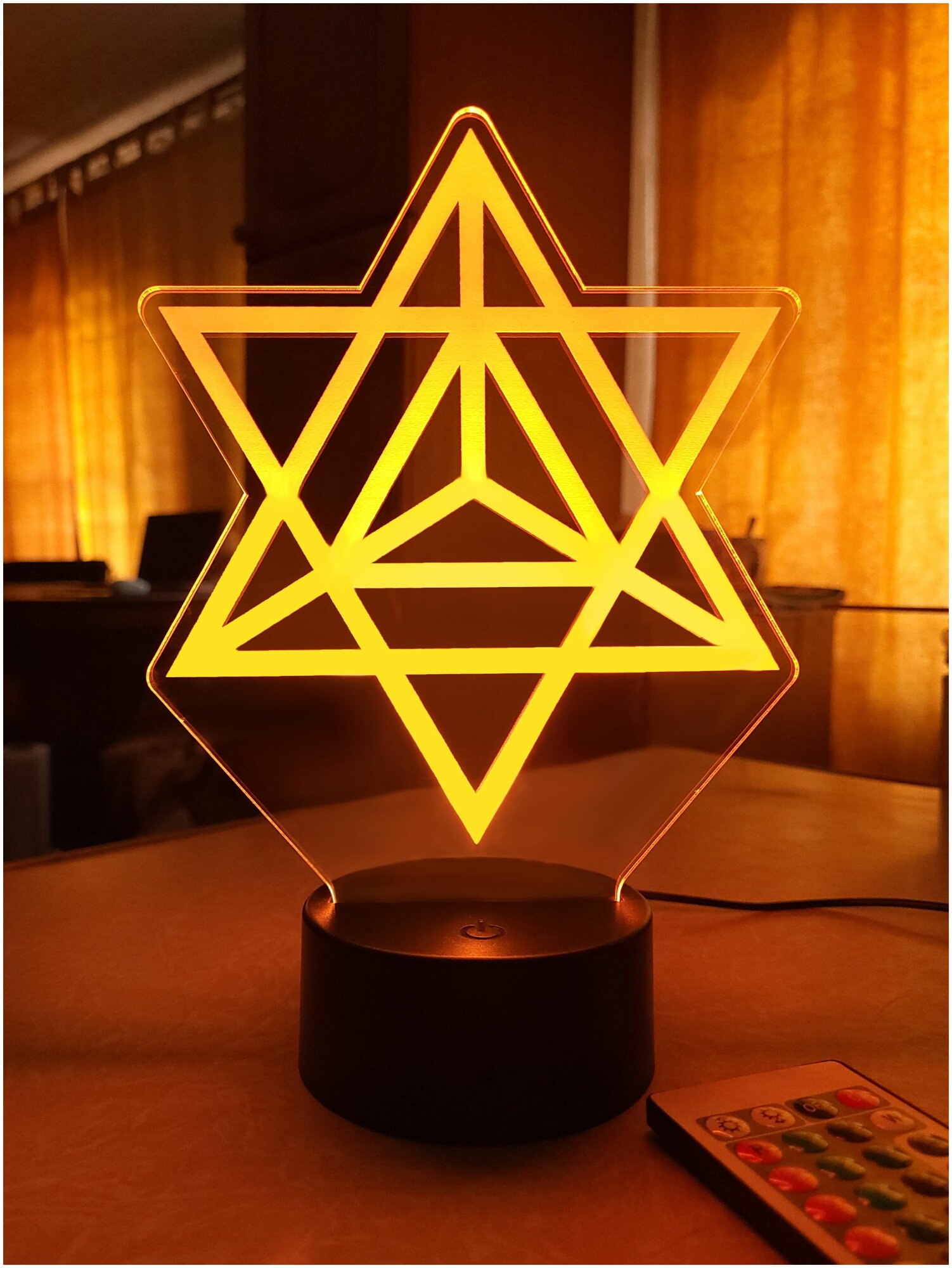 Ночник Меркаба, Меркава, ночная лампа, 3Д светильник, энергетический треугольник, сакральная геометрия