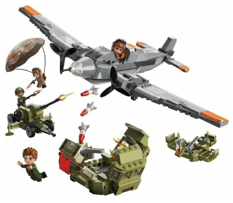 Конструктор пластиковый Qman 21013 Наземно- воздушная битва,557 деталей, 37х6х27 см