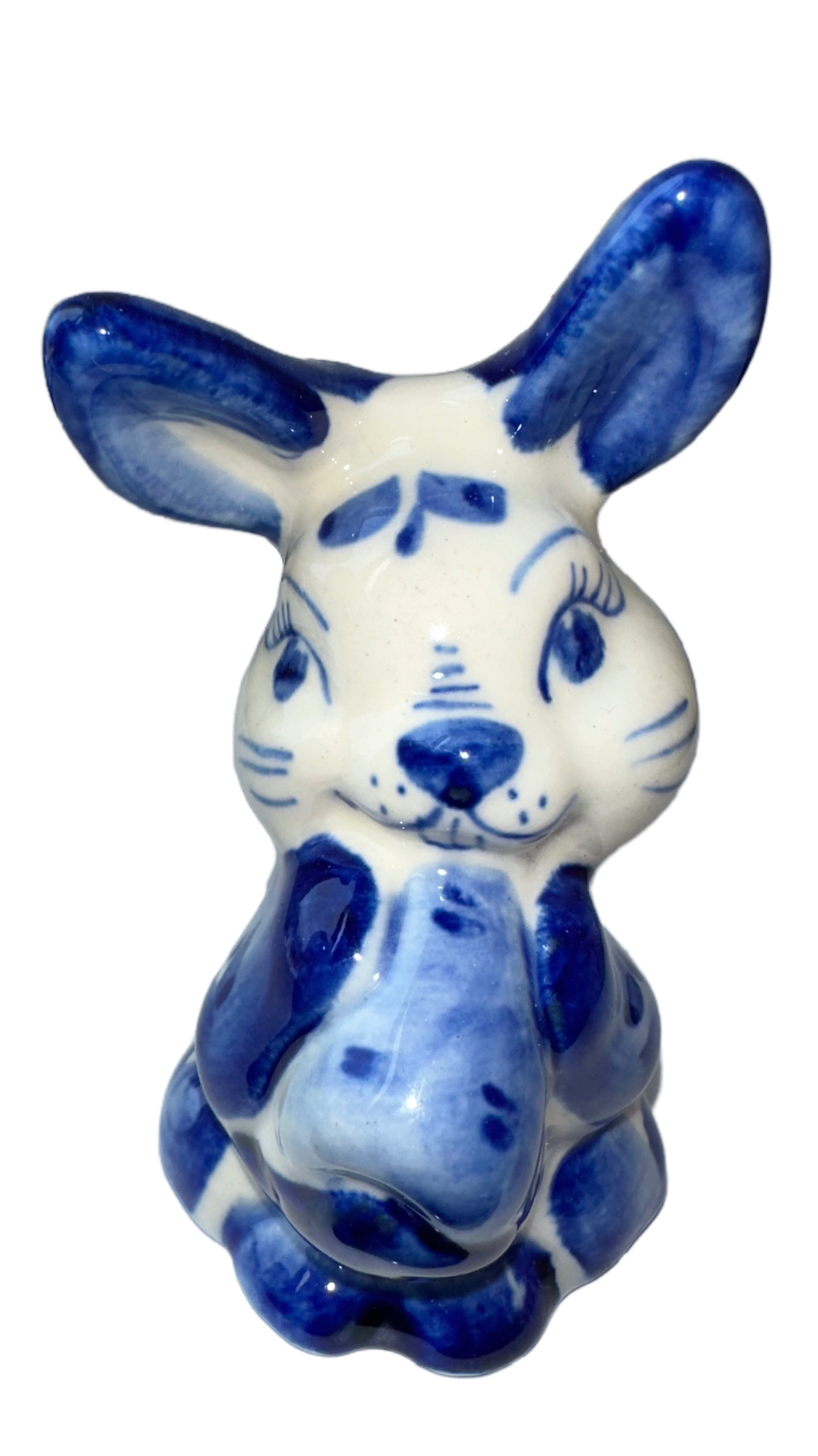 Фигурка "Зайчик с морковкой", гжель