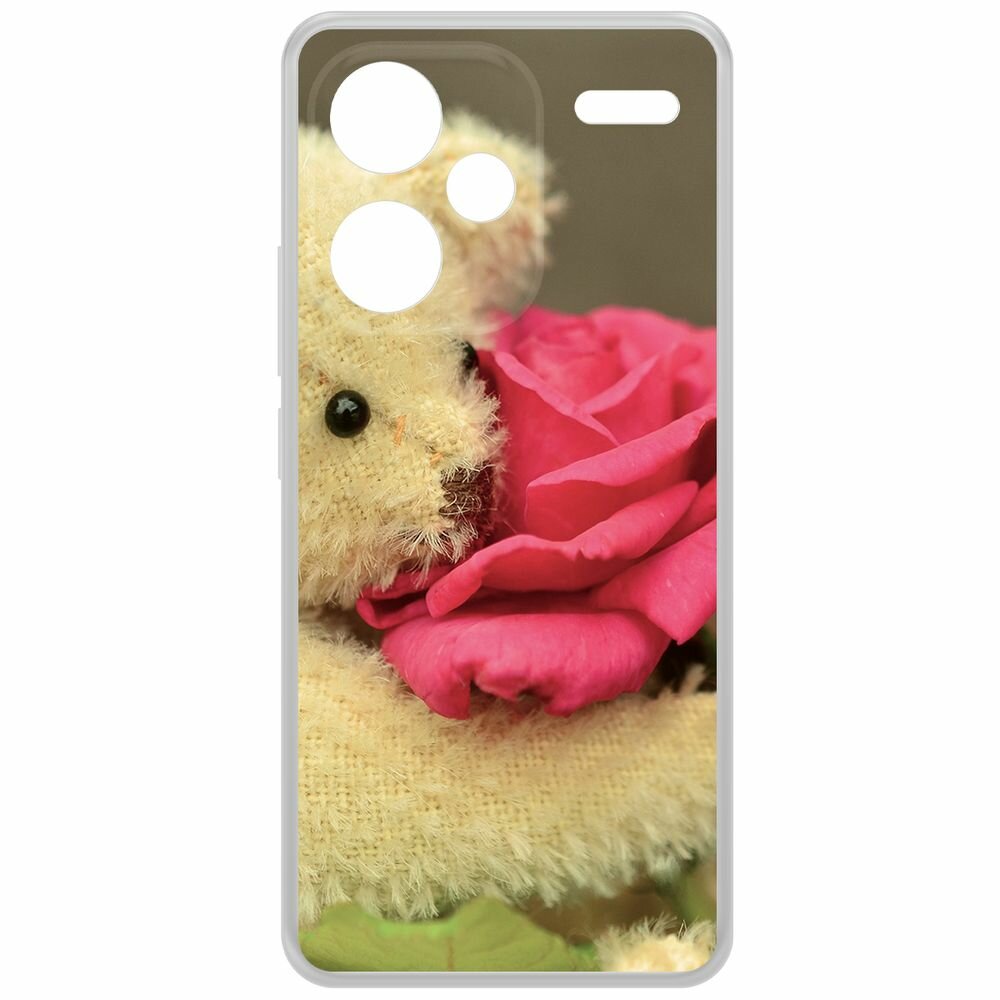 Чехол-накладка Krutoff Clear Case Медвежонок с розой для Xiaomi Redmi Note 13 Pro+ 5G
