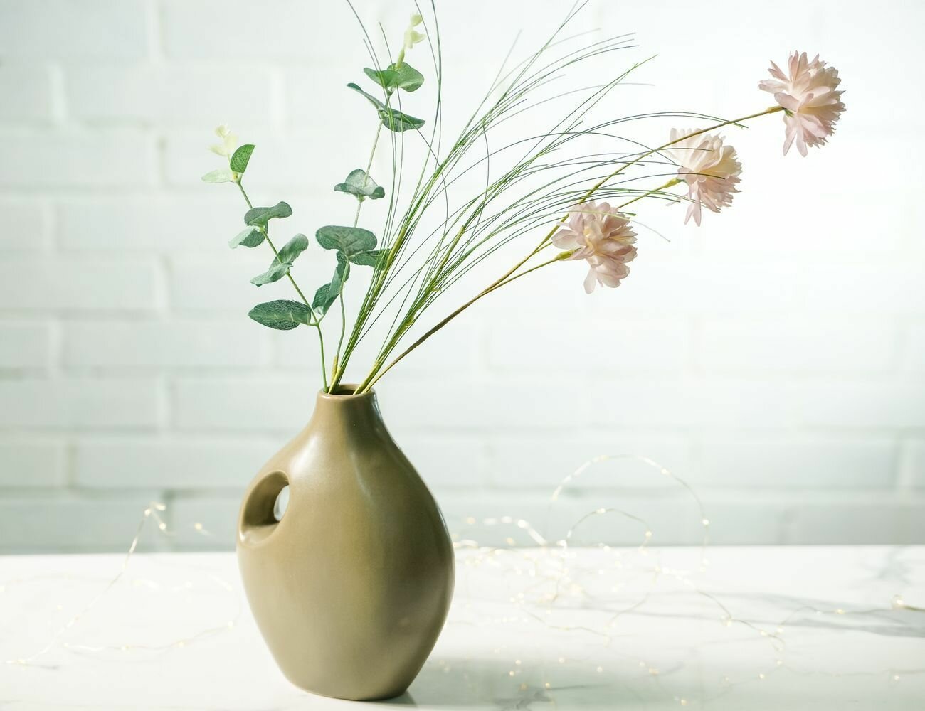 Декоративная ваза-кувшин леброк, фарфор, оливковый, 20х16 см, Koopman International 095753120-2