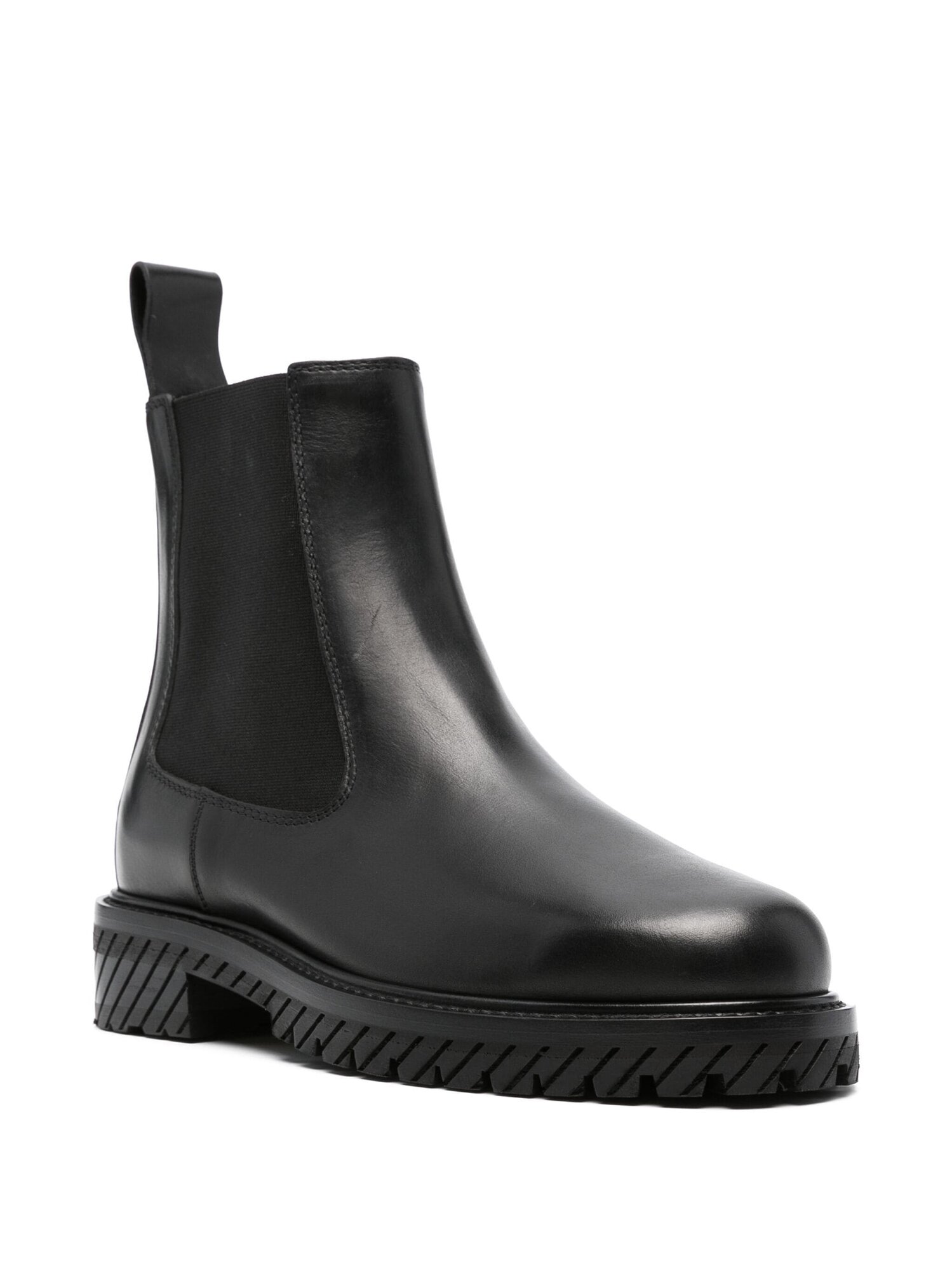 Ботинки Off-White Round-toe leather ankle boots, размер 40, black/black — фото 1
