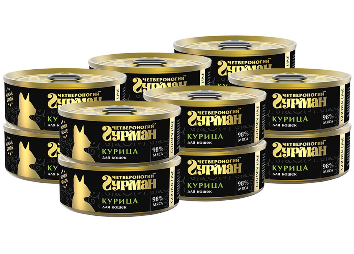 Корм влажный Четвероногий Гурман Golden Line для взрослых кошек, курица в желе, 100 гр 12 шт